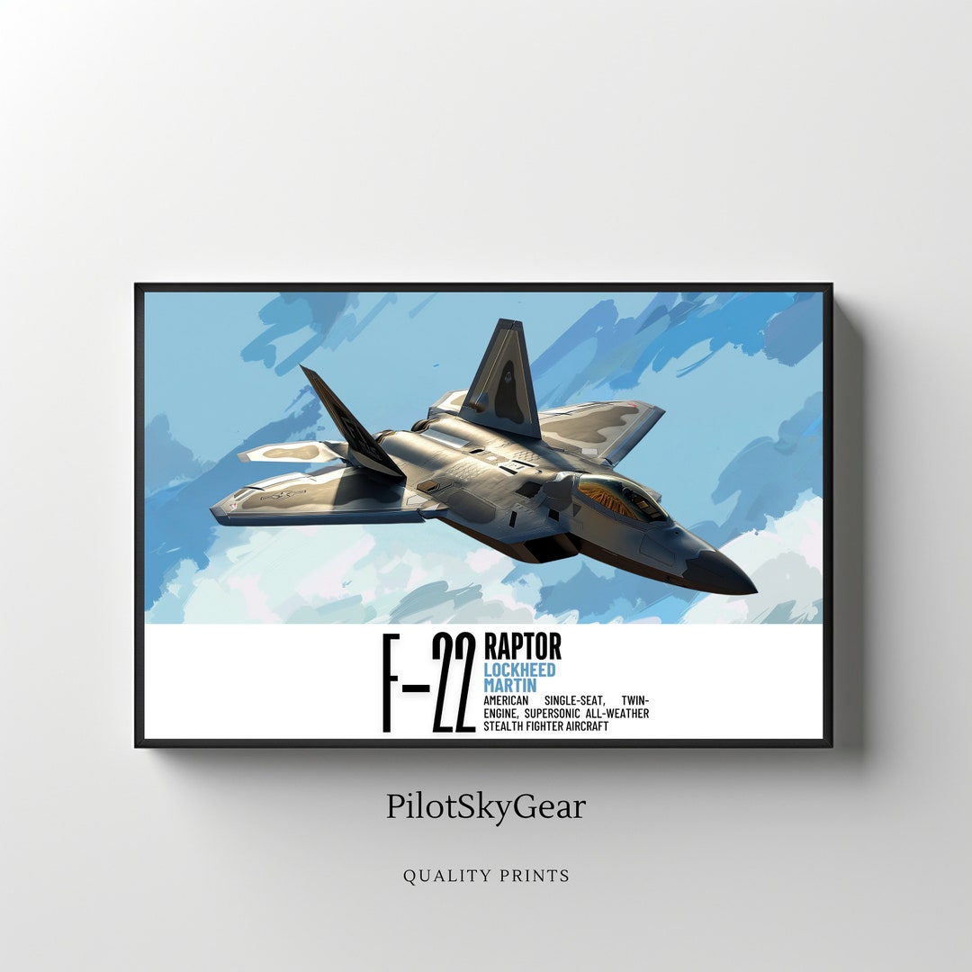 F22 Raptor Print Fighter Jet Print Man Cave Decor Airplane Printables ...