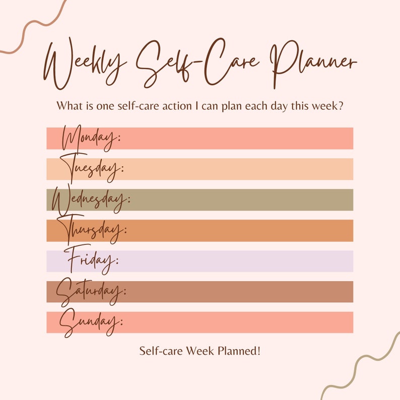 Self-care Weekly Planner, Downloadable, Instantly Available - Etsy