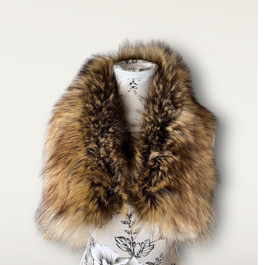 Fox Collar, Mohnass, Winter Natural Whole Fox Fur Collar Ring, Luxury ...