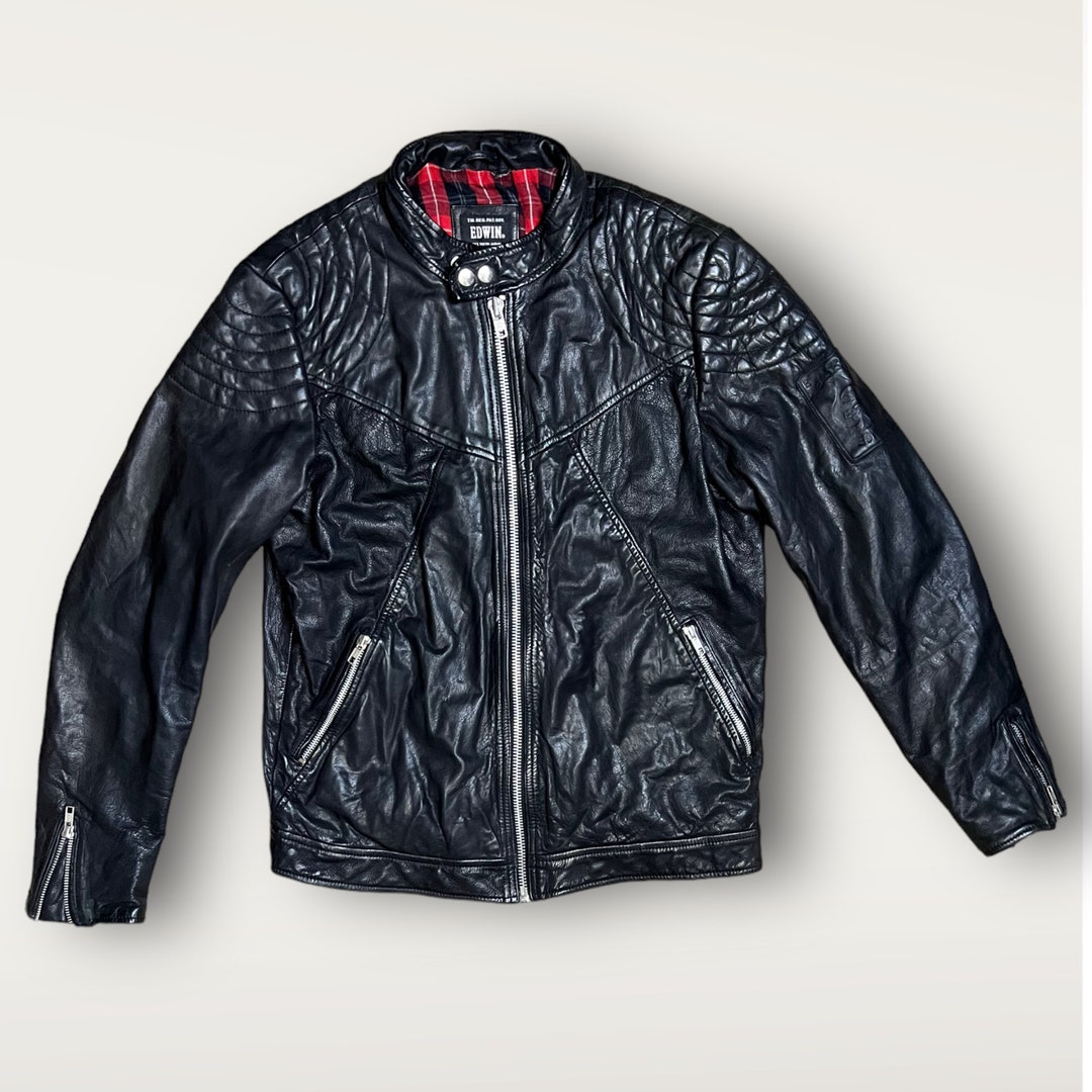 EDWIN Tokio Japan Leather Jacket, Short Leather Jacket, Leather Jacket ...