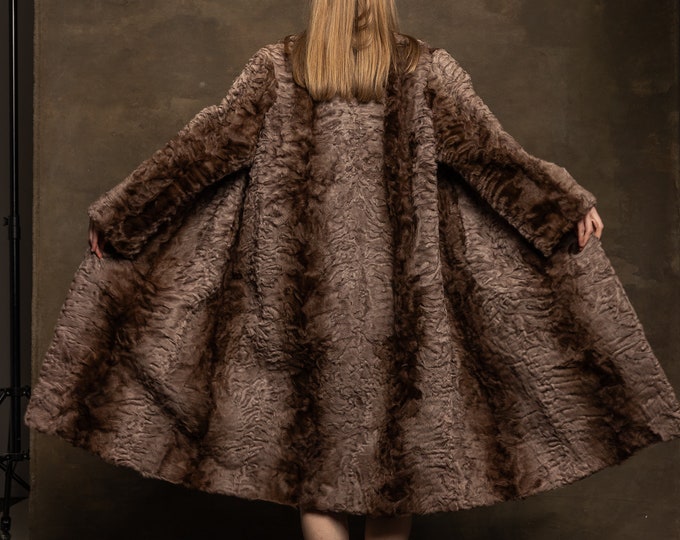 Vintage Persian Lamb Coat, Grey, XL, Mod Persian Lamb Coat, Fur Coat ...