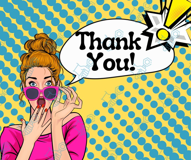 Instant Download Retro WOW Thank You - Etsy