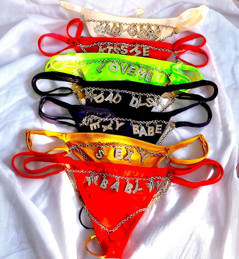Sexy Custom Women Panties Letters Waist Chain Thongs G-string Lingerie ...