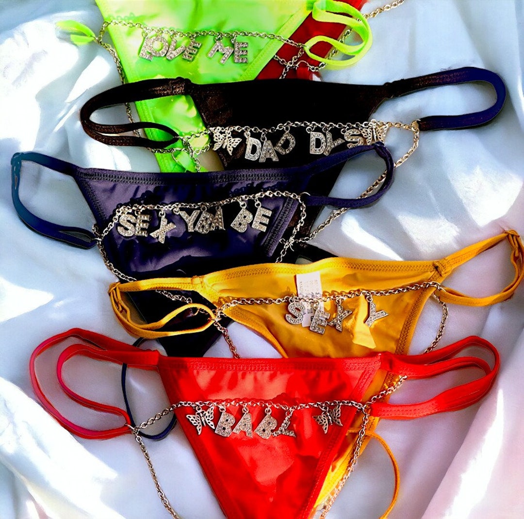 Sexy Custom Women Panties Letters Waist Chain Thongs G-string Lingerie ...