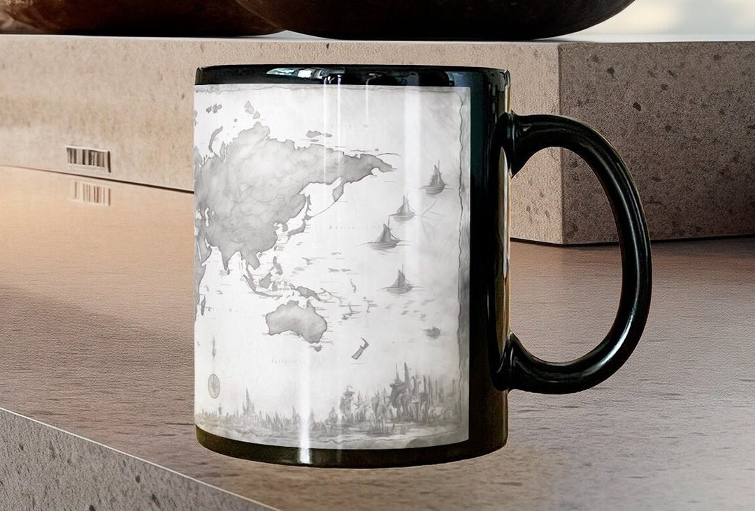 Vintage World Map Mug, Antique Cartography Mug, Old World Map Design ...