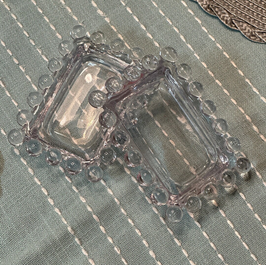 Imperial Glass Candlewick Open Salt Cellar Trinket Trays Ash Tray Set ...