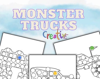 Monster Truck Dot Marker and Coloring Pages for Kids 7 Printable Pages ...