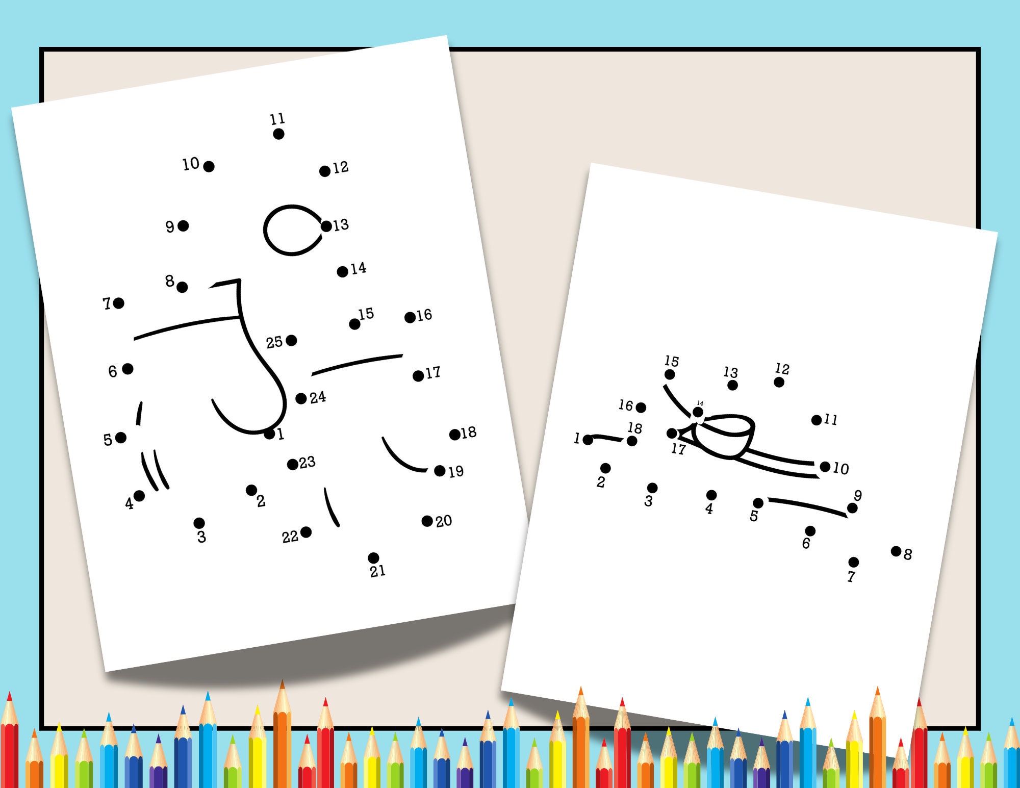 Summer Dot to Dot Activity Worksheets for Kids Learning Numbers PDF JPG ...