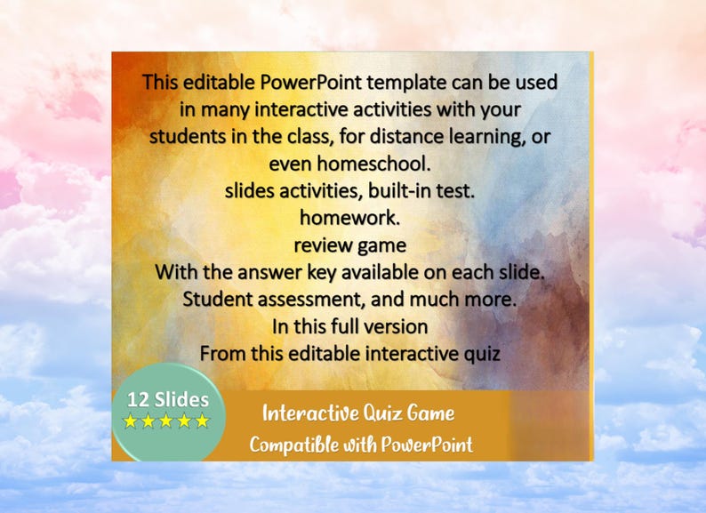 Editable Kids Quiz Puzzle Game Template Interactive Powerpoint for ...