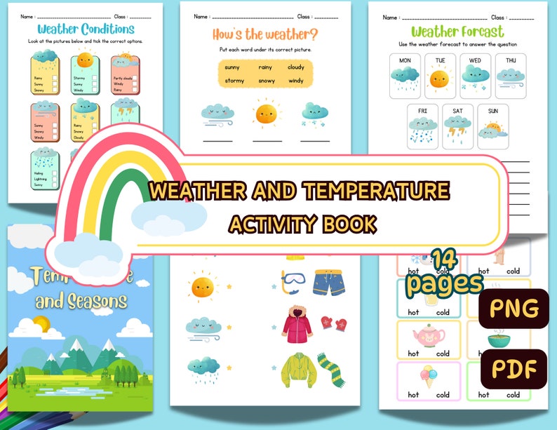 Weather and Temperature Activity Worksheets for Kids Ages 3 to 5 PDF ...