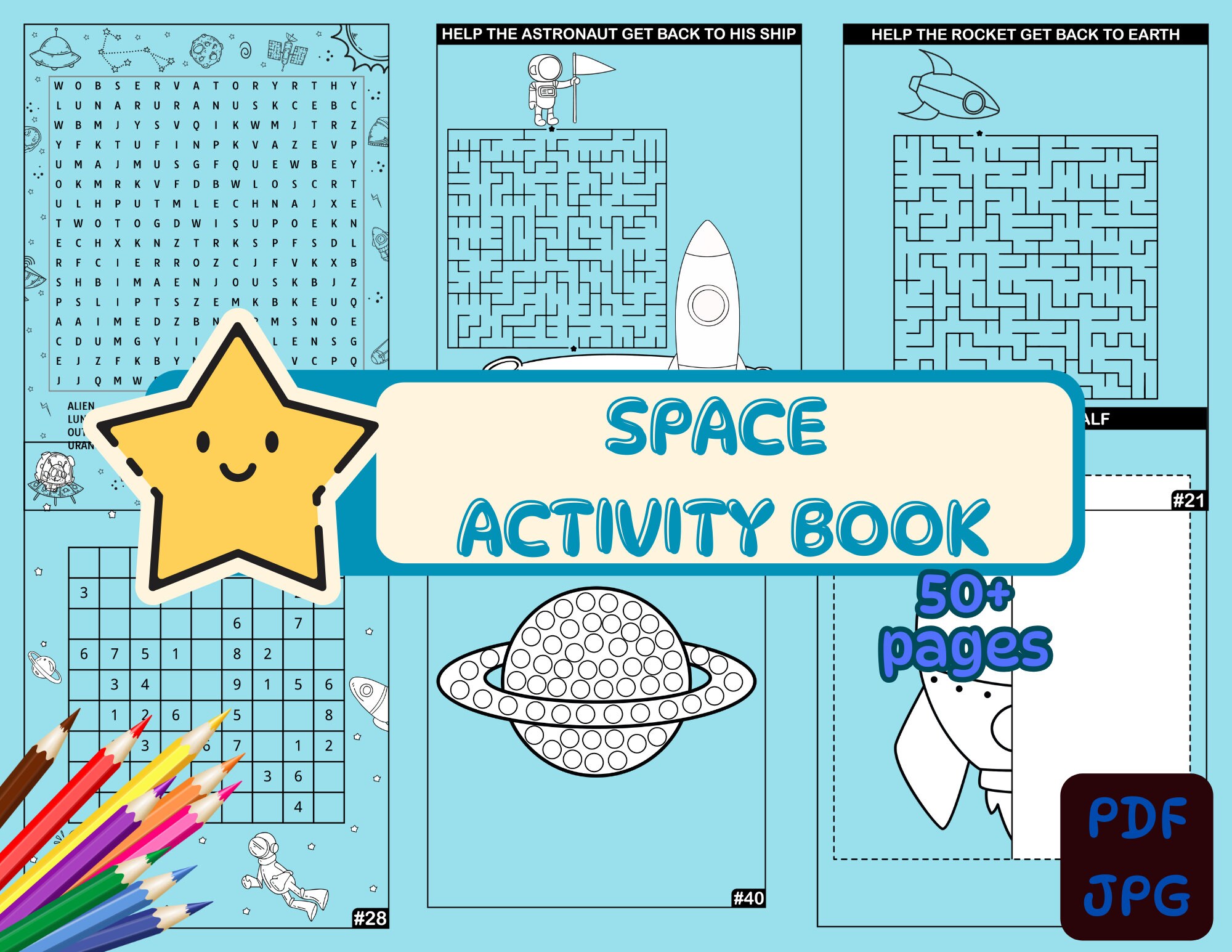 Space Activity Book for Kids at Any Age, 80 Pages, Various Challenges ...