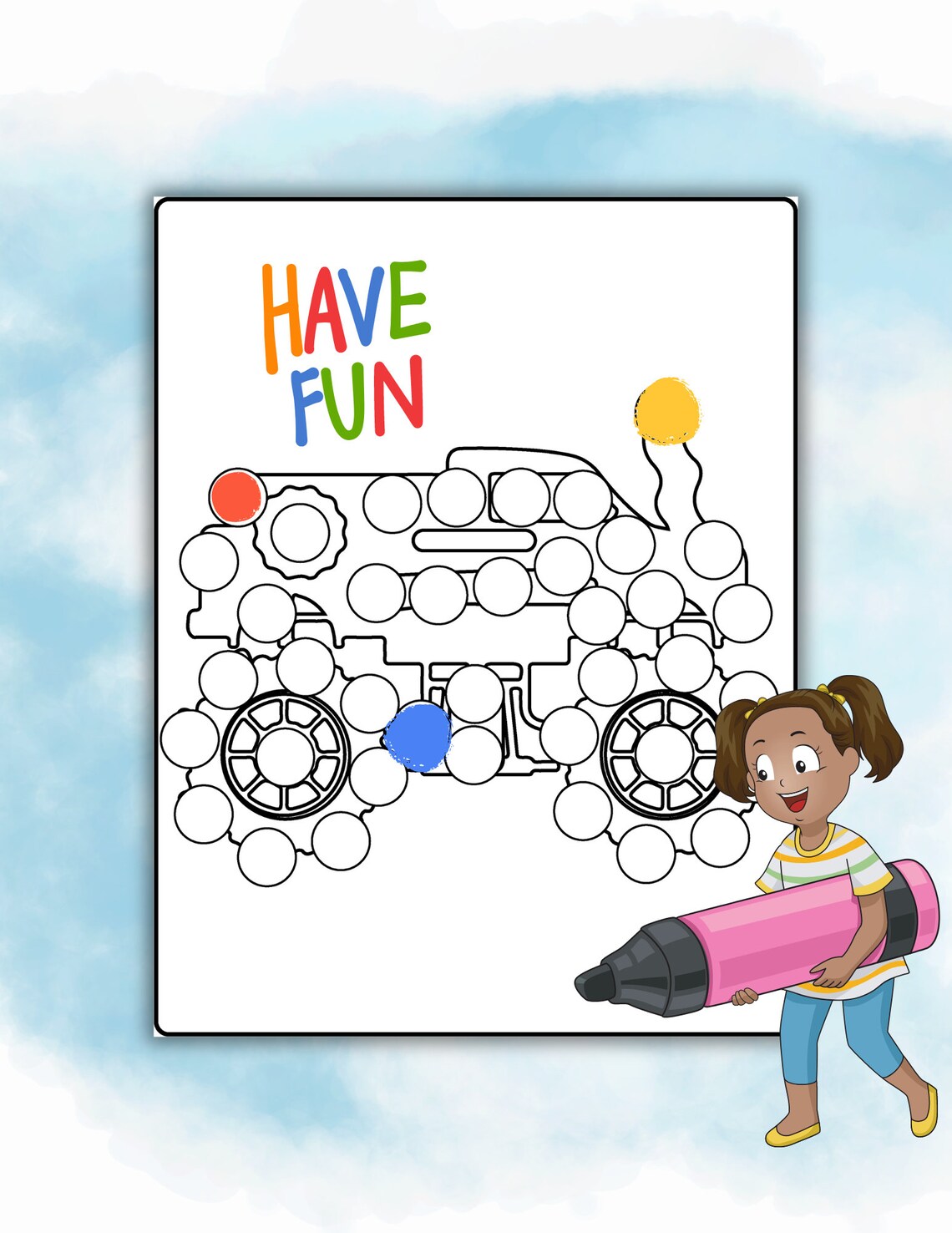 Monster Truck Dot Marker and Coloring Pages for Kids 7 Printable Pages ...
