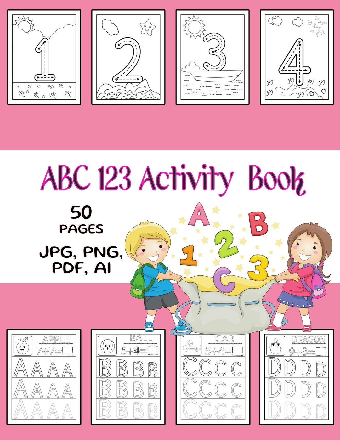 ABC and 123 Fun: Over 50 Pages of Letter & Number Activities PNG, Pdf ...