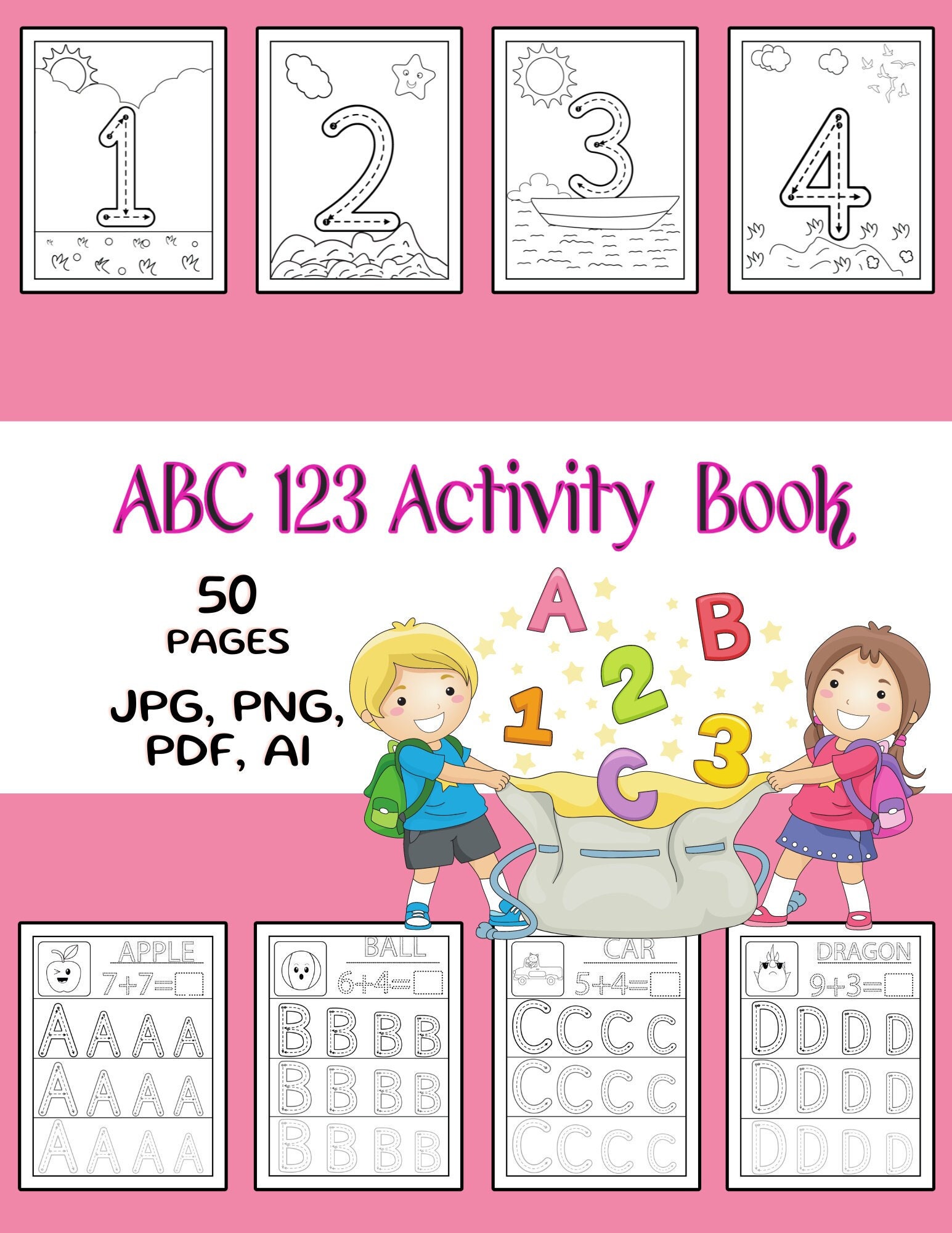 ABC and 123 Fun: Over 50 Pages of Letter & Number Activities PNG, Pdf ...