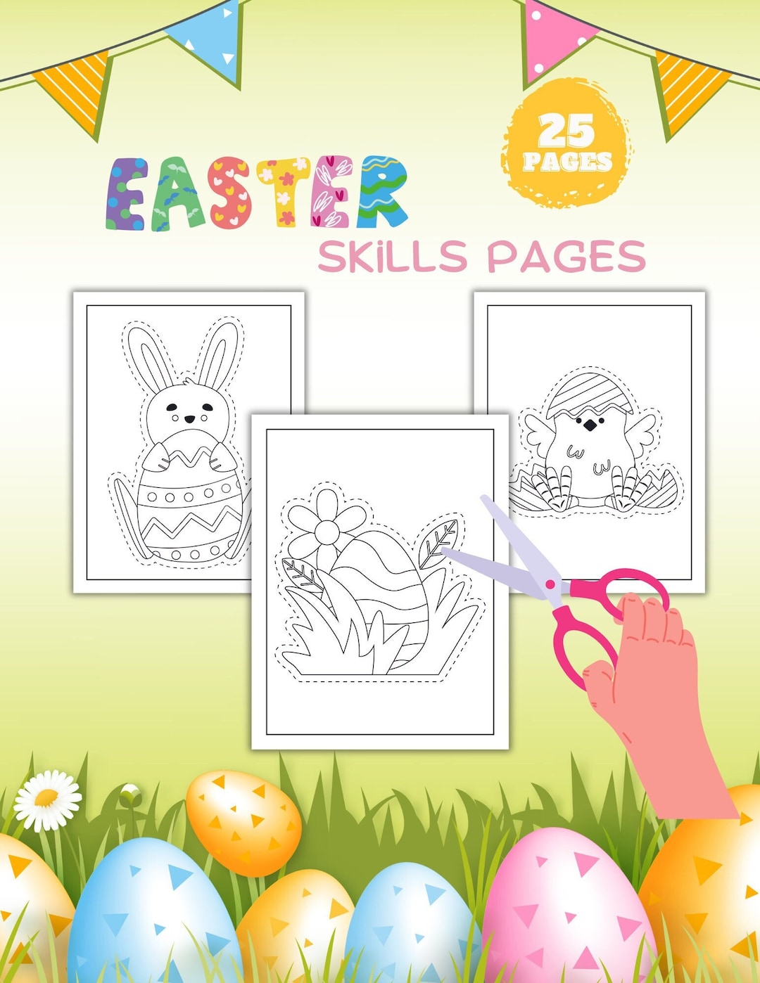 Easter Scissors Skills Worksheets for Kids 25 Fun Cutting Activities ...