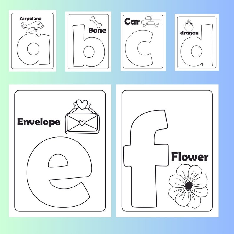 50 ABC Coloring Pages for Kids, Printable Pdf, Png, Jpg, Ai - Etsy