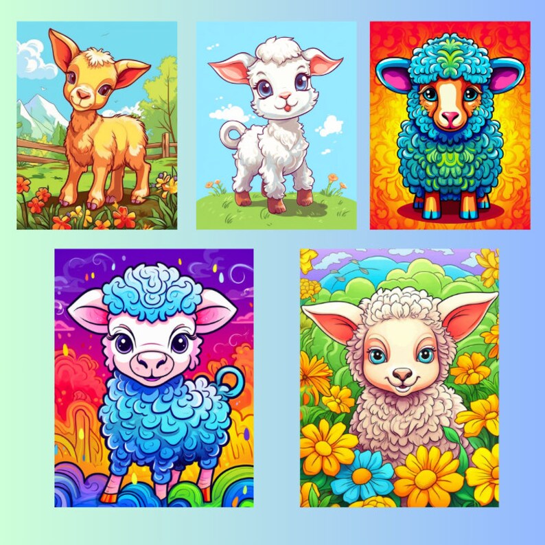 180 Cute Farm Animals Coloring Book for Kids, Printable PDF, JPG, PNG ...