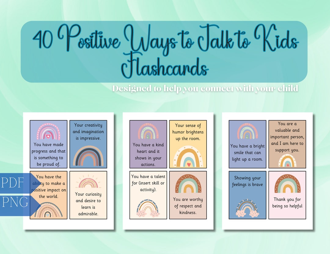 Positive Parenting Flashcards 40 Ways to Talk to Kids Educational PDF ...