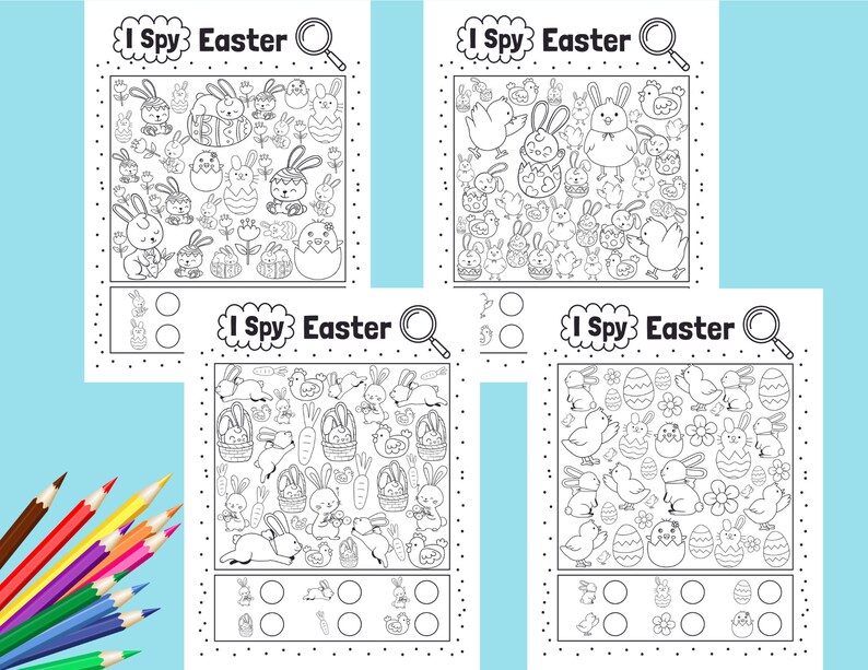 I Spy Easter Activity Book for Kids 15 Pages Printable PDF SVG PNG Jpeg ...