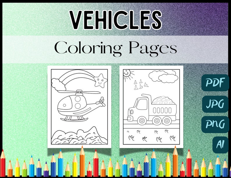 Vehicle Coloring Book for Kids 20 Fun Pages Cars Trucks and More PDF ...