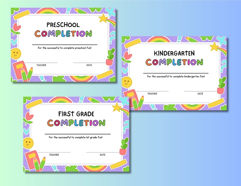 Preschool & Kindergarten Graduation Certificates | Printable Diplomas ...