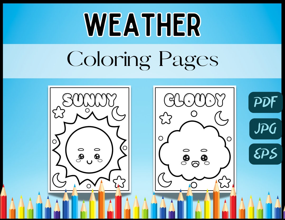 12 Cute Weather Coloring Pages for Kids Graphic, Printable PDF, JPG ...