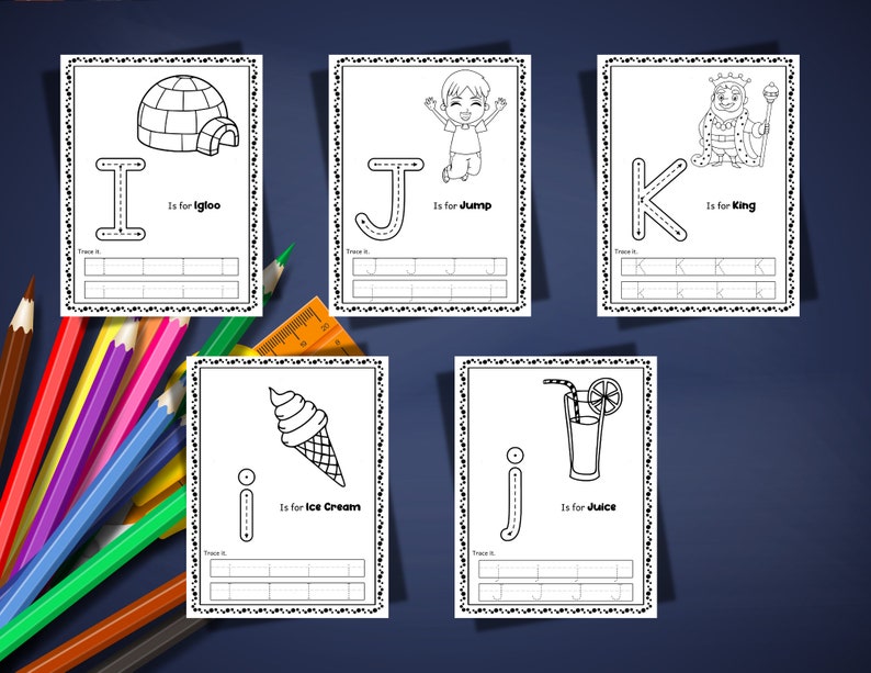 ABC Tracing, Coloring Letters for Kids, Ages 4-8, Printable JPG, Pdf ...