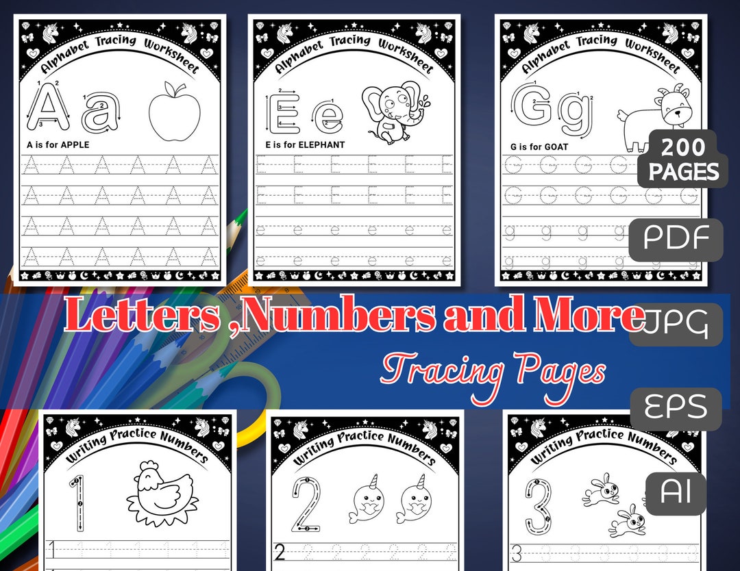 Letters, Numbers, Shapes and More, Tracing Activities for Kids ,ages 3 ...