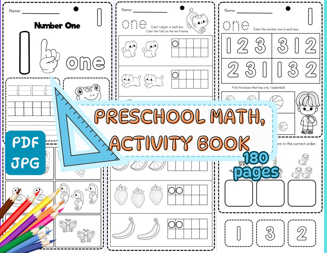 Preschool and Kindergarten Math Workbook 180 Pages Printable PDF ...