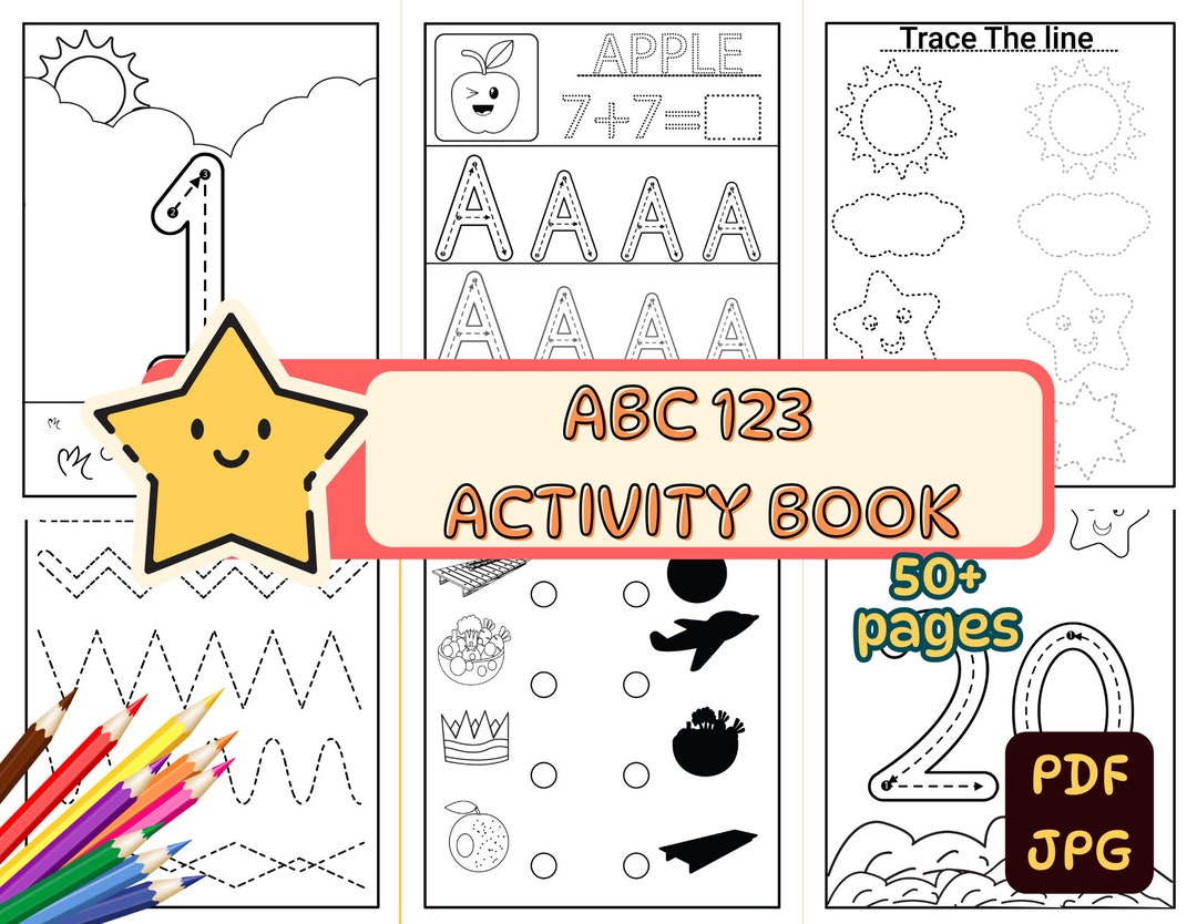 ABC and 123 Activity Book for Kids Over 50 Pages of Letter and Number ...
