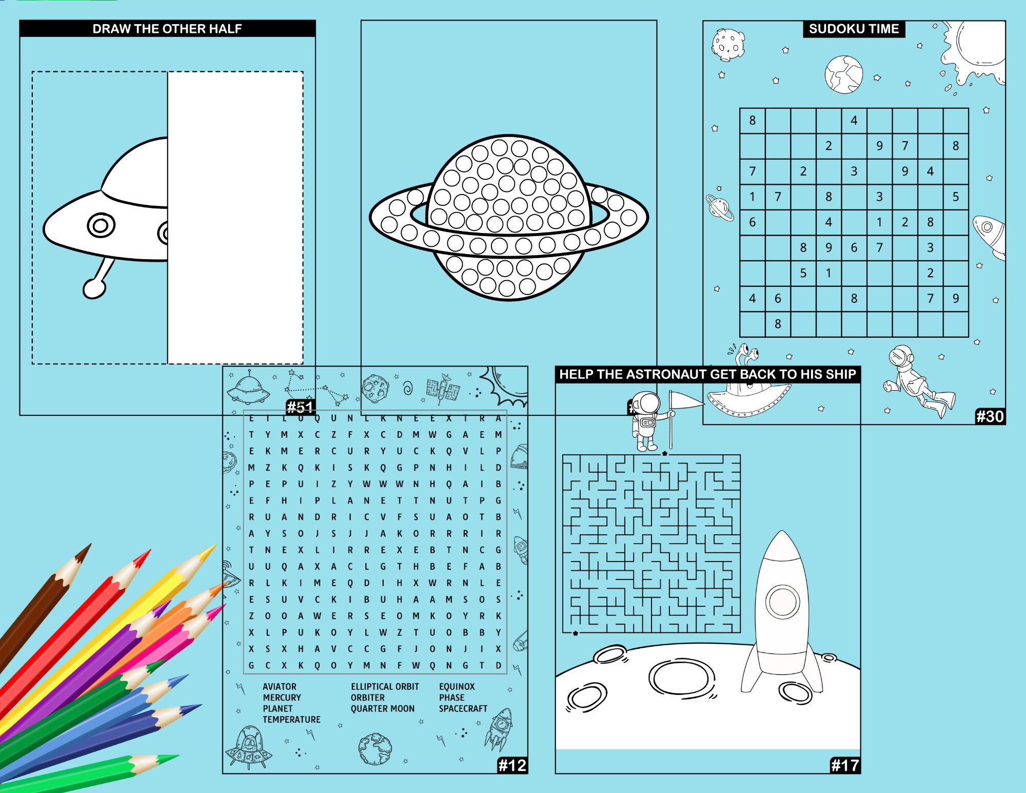 Space Activity Book for Kids at Any Age, 80 Pages, Various Challenges ...