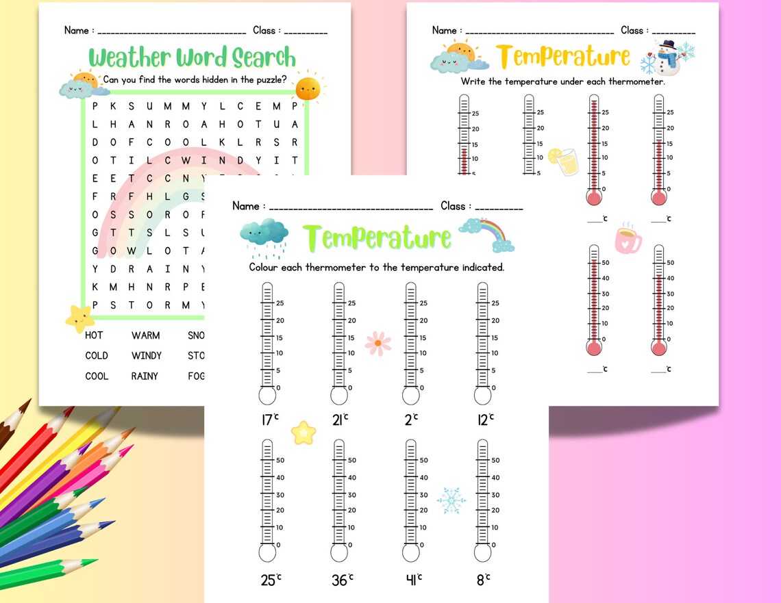 Weather and Temperature Activity Worksheets for Kids Ages 3 to 5 PDF ...