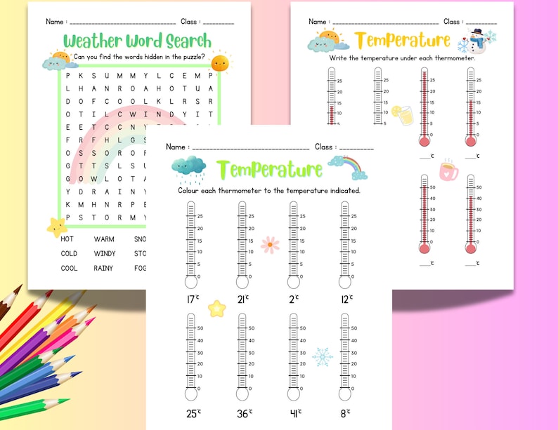 Weather and Temperature Activity Worksheets for Kids Ages 3 to 5 PDF ...
