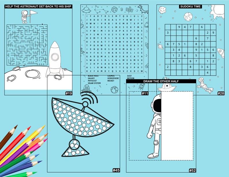 Space Activity Book for Kids at Any Age, 80 Pages, Various Challenges ...