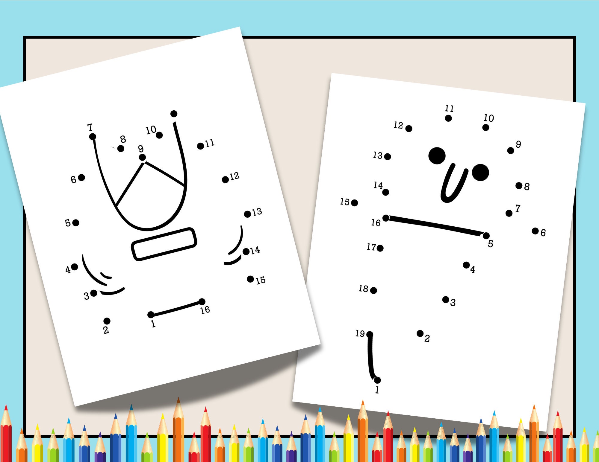 Summer Dot to Dot Activity Worksheets for Kids Learning Numbers PDF JPG ...