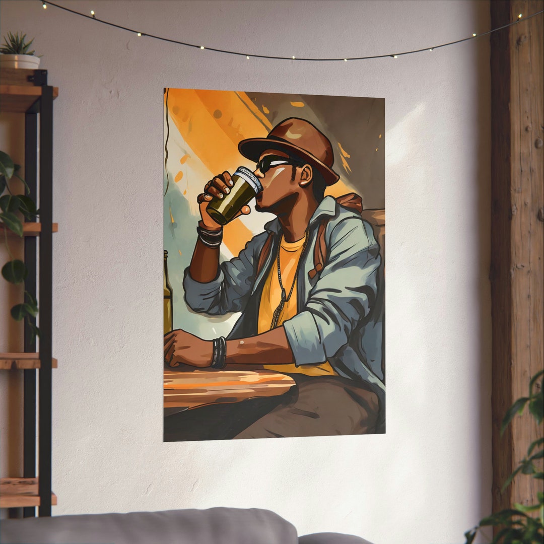 Black Man Rapper Poster Bruno Mars Poster Black Wall Art Hip Hop Art ...