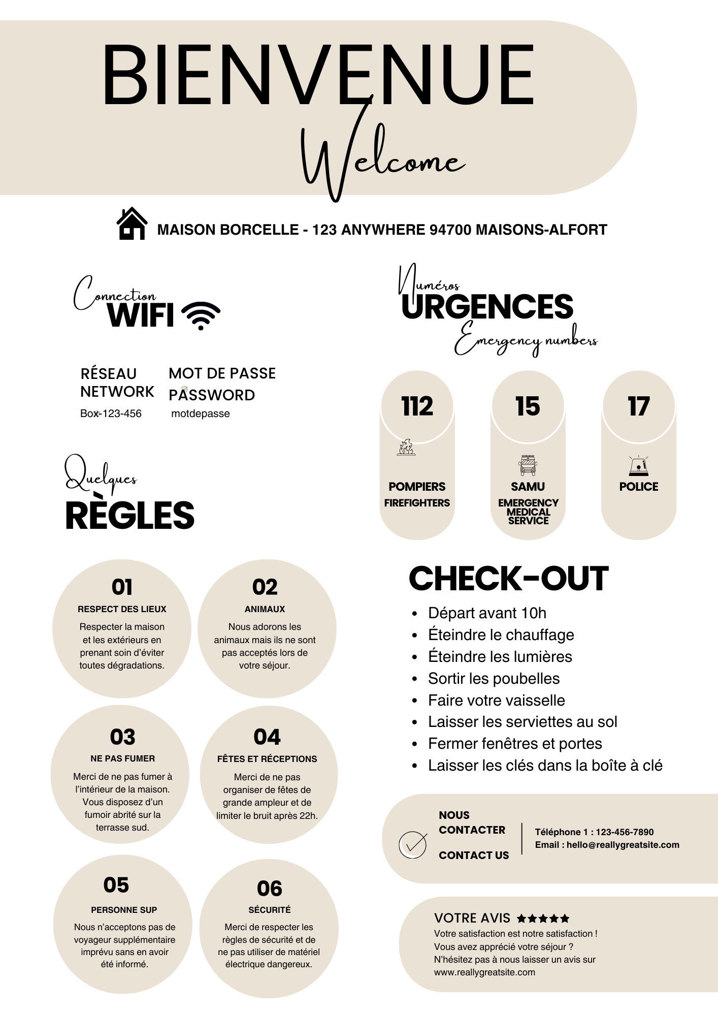 Airbnb Welcome Posters in French and English Rental Welcome Sign Rental ...