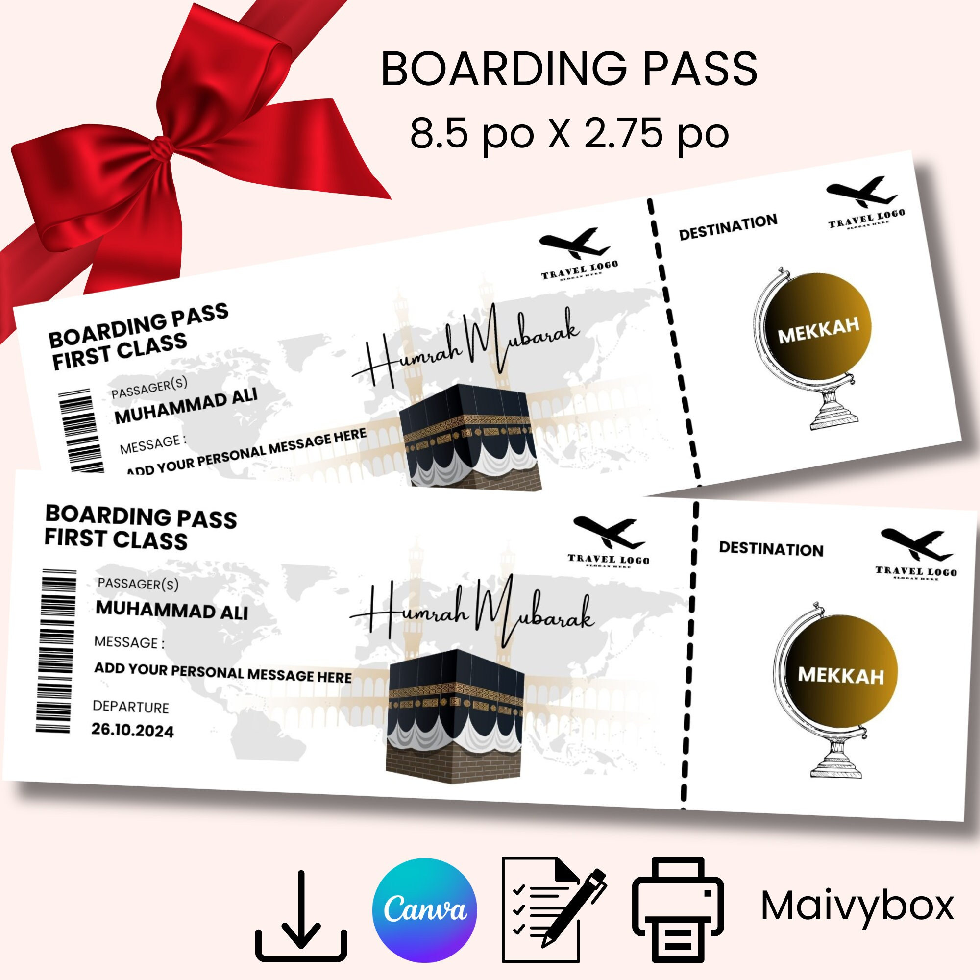 Boarding Pass for Hajj, Changeable for Umrah, Plane Ticket for Hajj ...