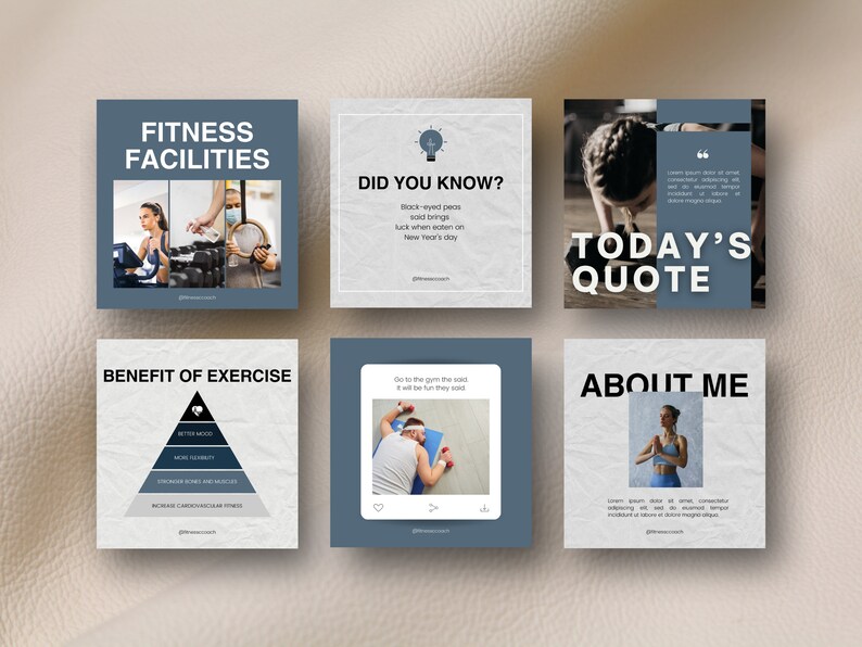 Fitness Instagram Template, Gym, Personal Trainer, Health, Nutrition ...