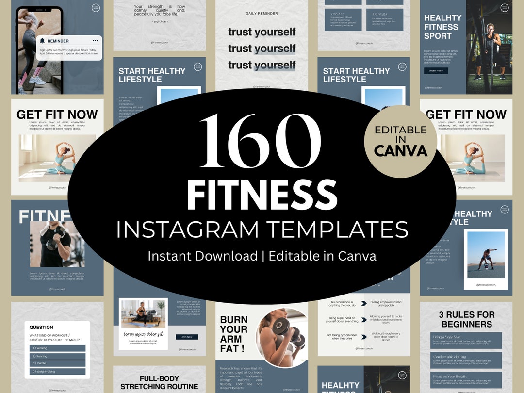 Fitness Instagram Template, Gym, Personal Trainer, Health, Nutrition ...