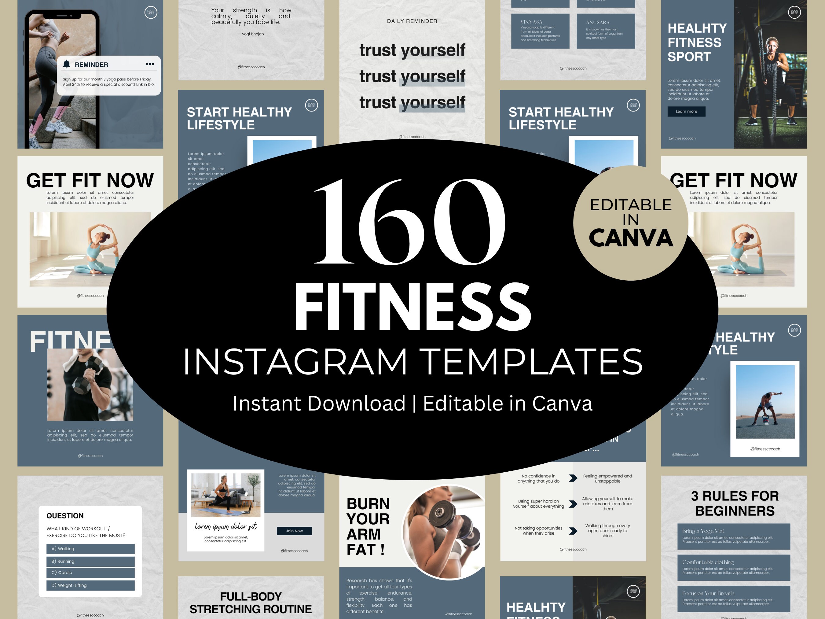Fitness Instagram Template Gym Personal Trainer Health - Etsy
