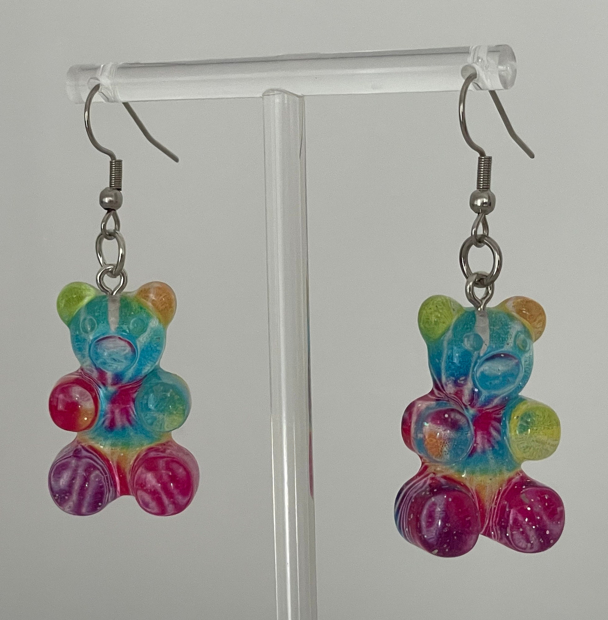 BIG Gummy Bear Earrings | Gummy Bear Earrings | Tie Dye Gummy Bear Earrings | Bear Earrings ...