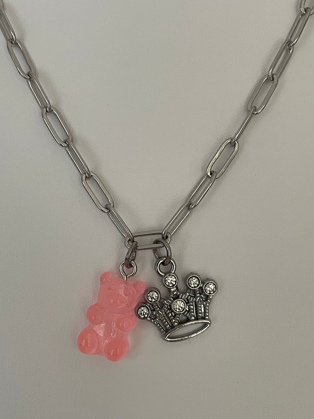 Gummy Bear Necklace With Princess Crown Charm | Pink Gummy Bear ...