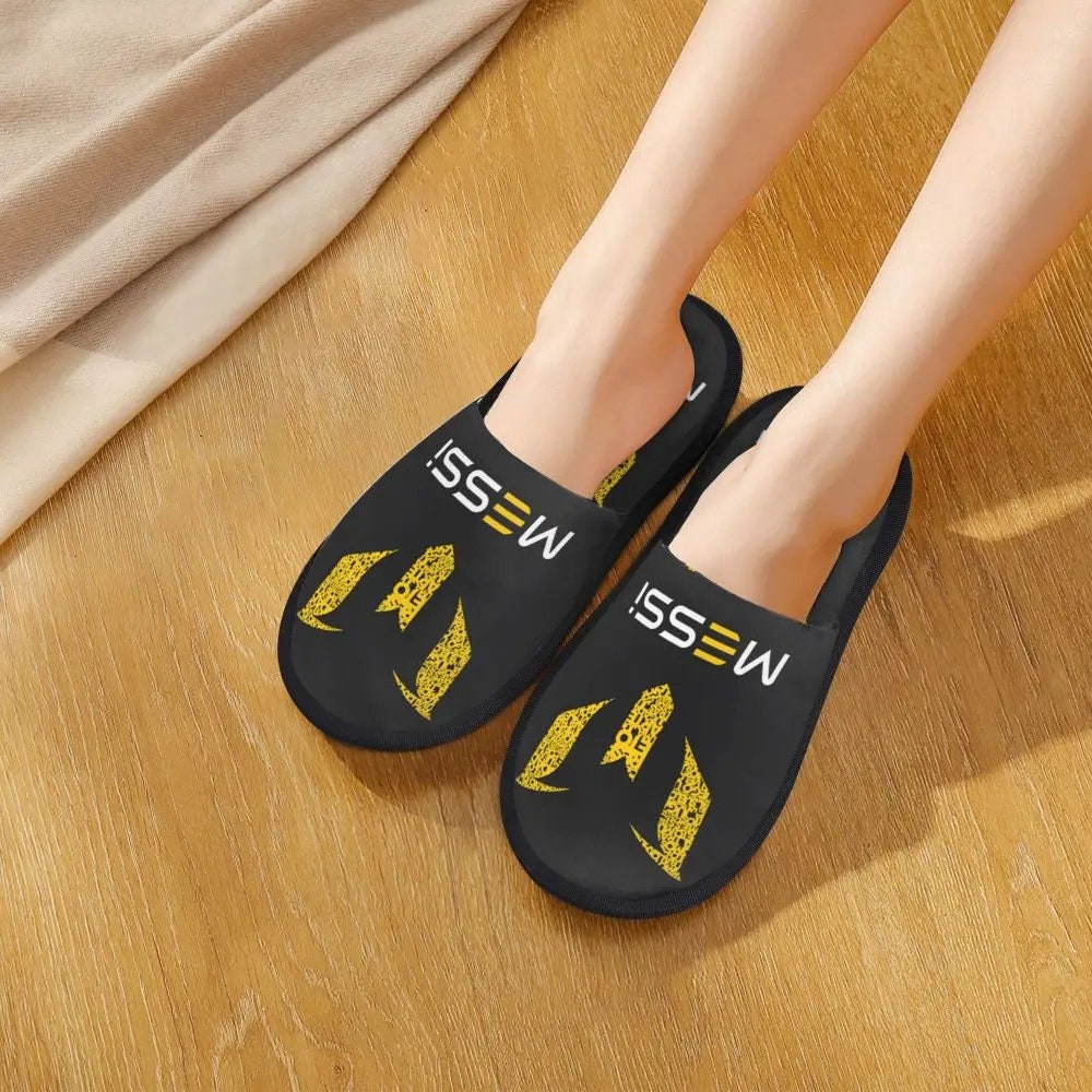 Custom Print Women Messi 10 Soccer House Slippers Soft Warm Memory Foam ...