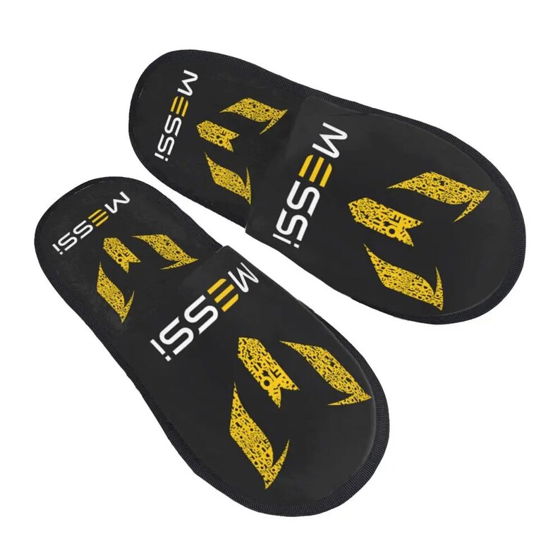 Custom Print Women Messi 10 Soccer House Slippers Soft Warm Memory Foam ...