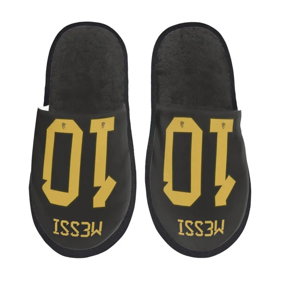 Custom Print Women Messi 10 Soccer House Slippers Soft Warm Memory Foam ...