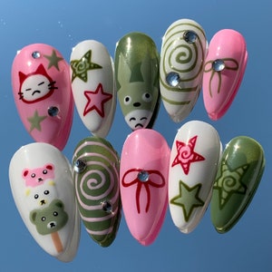 Totoro & Rilakkuma Mochi Swirls | Totoro Nails | Rilakkuma Nails ...