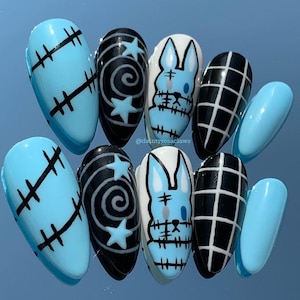 Mahito Bunny | Mahito Nails | Mahito | Blue Nails | Anime Nails | Anime ...