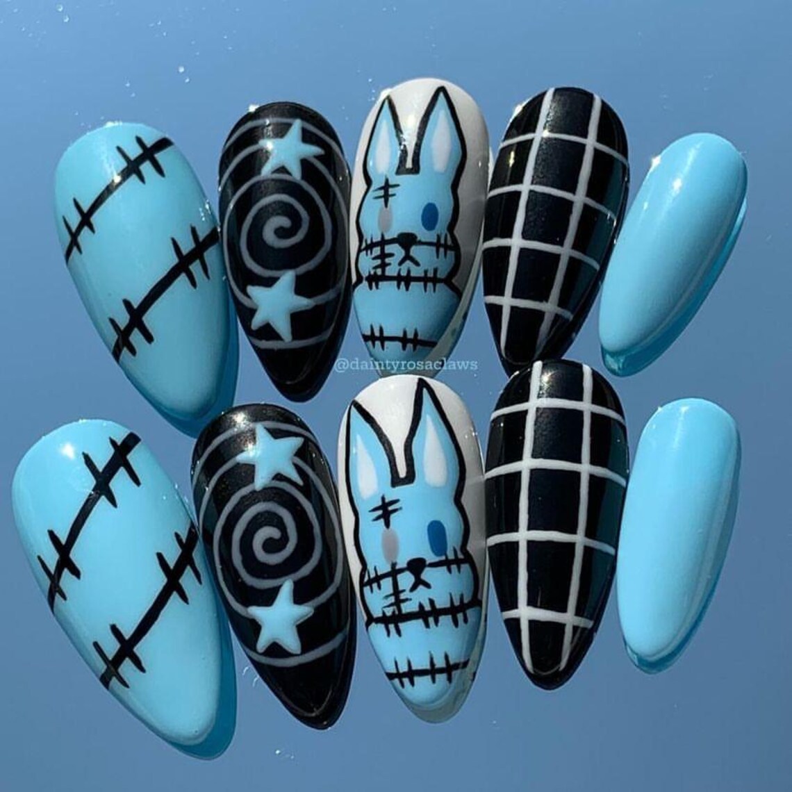 Mahito Bunny | Mahito Nails | Mahito | Blue Nails | Anime Nails | Anime ...