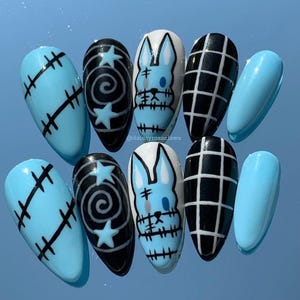 Mahito Bunny | Mahito Nails | Mahito | Blue Nails | Anime Nails | Anime ...